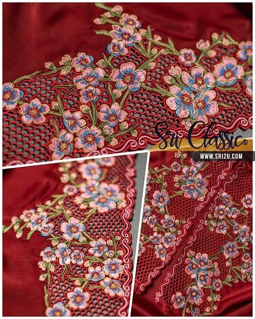 Blouse Bersulam Kerawang Motif Bunga Sakura Kerawang Sarang Tebuan