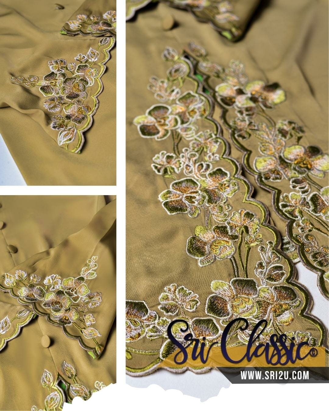 Baju Kebaya Sulam Goyang Corak Orkid