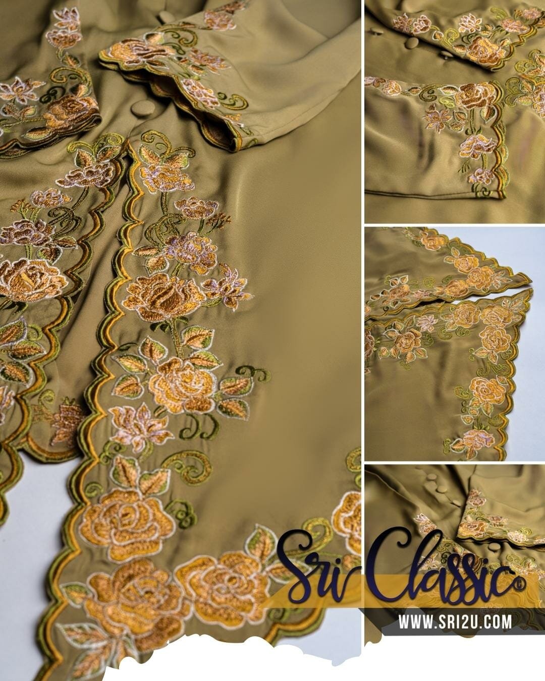 Kebaya Moden Sulam Goyang Motif Bunga Ros ⋆ Butik & Akademi Latihan Sri ...