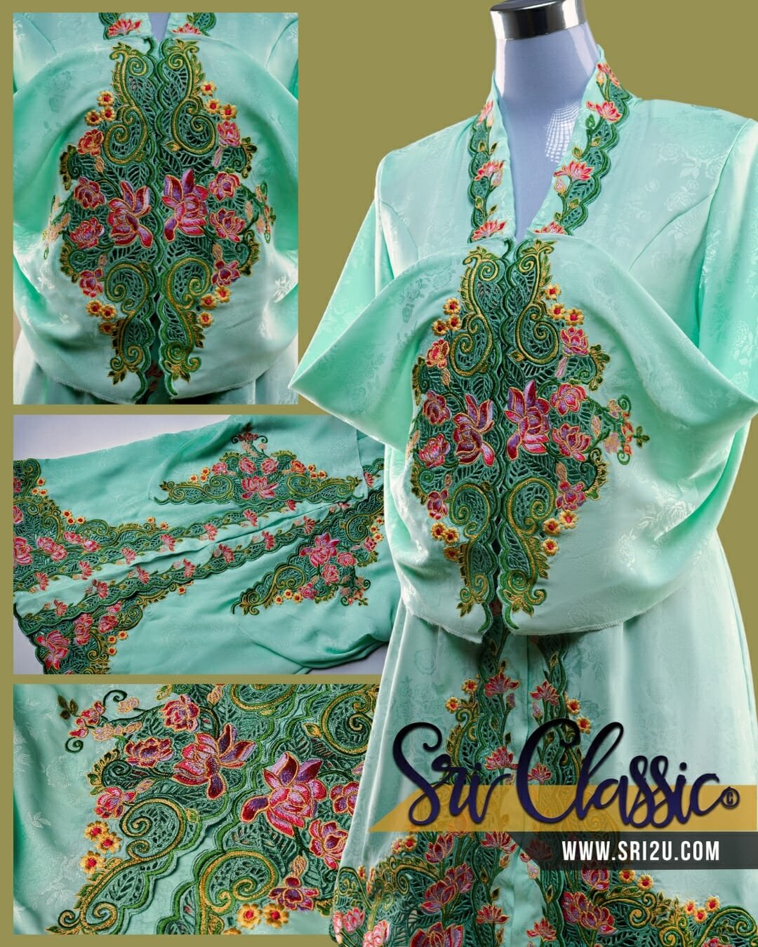 Sulam Kerawang Baju Kebaya Tradisi Motif Bunga Cempaka dan Bunga Tanjong